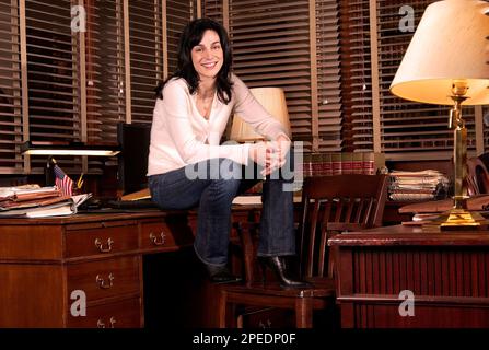 Actress Annie Parisse poses on the set of "Law & Order" in New York ...