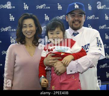 Japanese third baseman Norihiro Nakamura poses for a photo following a ...