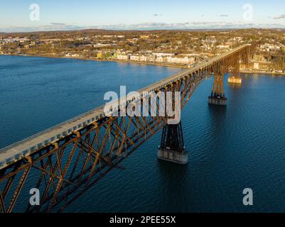 Aerial photo of a walkway bridge near Poughkeepsie NY over the Hudson ...
