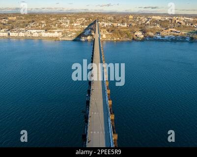 Aerial photo of a walkway bridge near Poughkeepsie NY over the Hudson ...