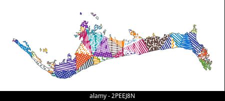 Shape of Grand Bahama, polygonal sunburst. Map of the island with ...