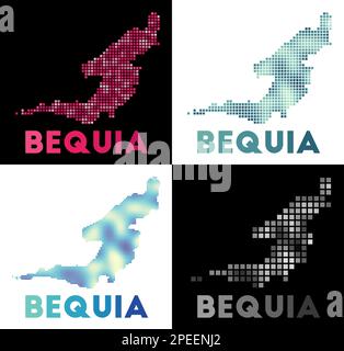 Bequia map. Map of Bequia in dotted style. Borders of the island filled ...