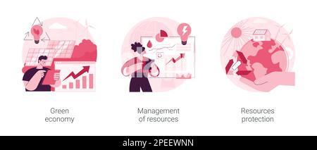 Natural resources set with land and water resources symbols flat ...