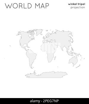 World shape. Winkel tripel projection. Plan world geographical map with ...