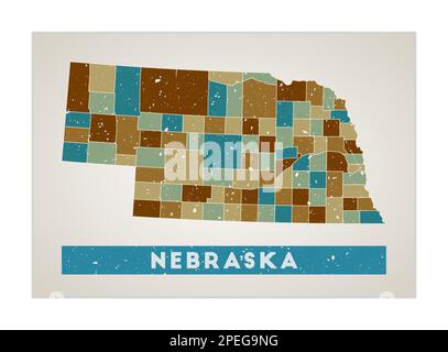 Nebraska. US state name isolated on white background. Modern ...