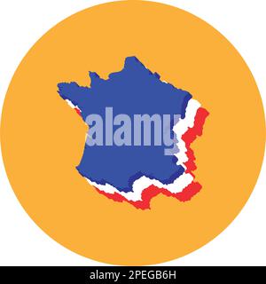 France logo. Sign with the map of country and colored stripes, vector ...