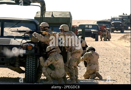 Udairi Range, Kuwait – Kuwaiti and US tanks prepare to move out during ...