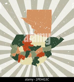 Guatemala map. Poster with map of the country in retro color palette ...
