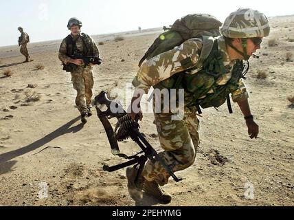 British Royal Commandos in desert uniform holding their rifles Stock ...
