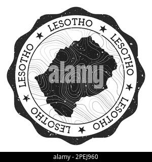 Lesotho round stamp. Round logo with country map and title. Stylish ...