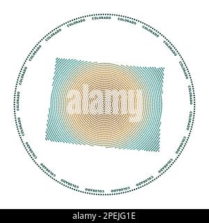 USA round logo. Digital style shape of USA in dotted circle with ...