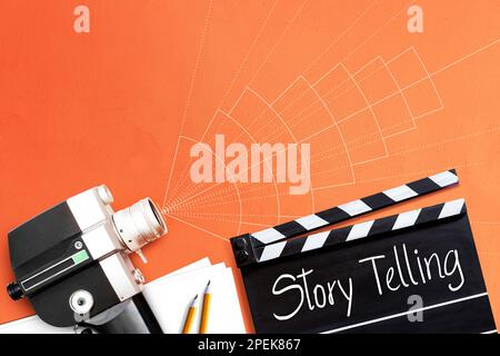 Story telling text title on film slate Stock Photo - Alamy