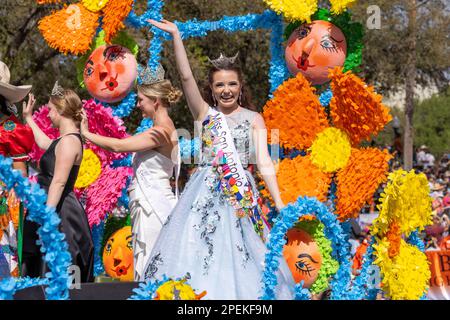 Fiesta Parade Princess float San Antonio Texas Stock Photo - Alamy