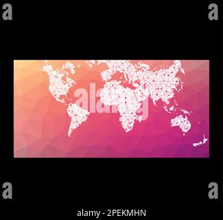 Abstract map of world network. Guyou hemisphere-in-a-square projection. World network map Stock ...
