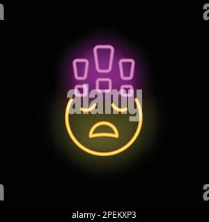 Burnout emoji icon outline vector. Work stress. Mental overload Stock ...