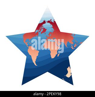 Vector world map. Berghaus star projection. Plain world geographical ...