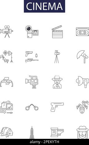 Cinematographer icons set. Outline set of cinematographer vector icons ...