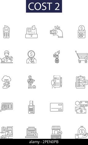budget and expense icons, signs, outline symbols, concept linear ...