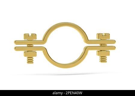 Golden 3d hose clamp icon isolated on white background - 3d render ...