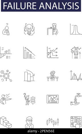 Failure analysis line icons, signs set, vector. Failure analysis ...
