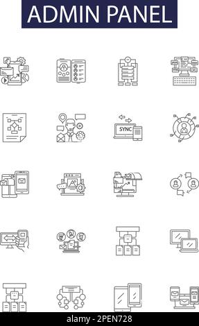 Admin panel line icons, signs, vector set, outline illustration concept ...