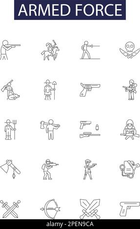 Armed force line icons, signs, vector set, outline illustration concept ...