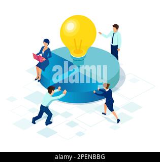 Vector of a business people team assembling graph bars in a growing up ...