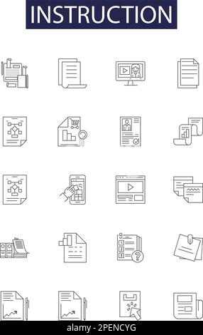 Tutorial line icons collection. Steps, Guide, Lessons, Method, Demonstration, Instruction, Tips ...