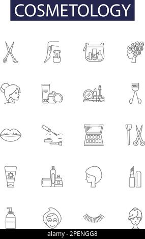 Hair salons line vector icons and signs. Blowouts, Coloring, Styling ...