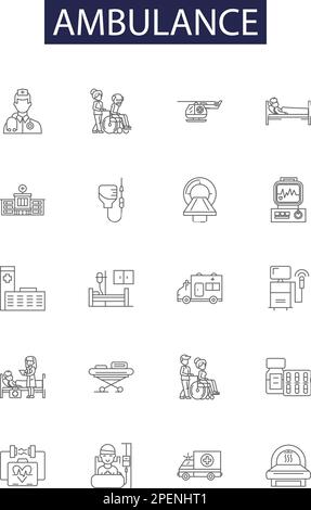 ambulance services icons, signs, outline symbols, concept linear ...