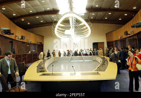 Belgium, Brussels: meeting room at the Berlaymont, office building that ...