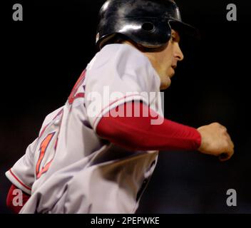 Boston Red Sox's Doug Mientkiewicz reaches second base safely after ...