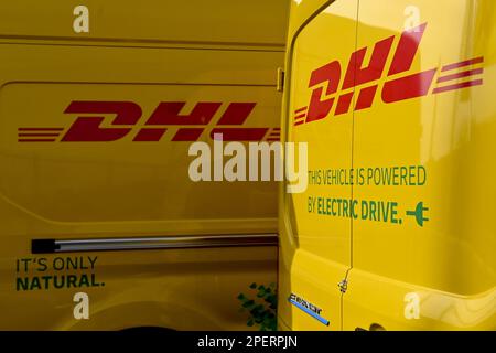 Illustration picture shows DHL vans during the official inauguration ...
