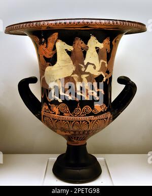 Attic red figure bell Krater. On its front side the divine couple ...