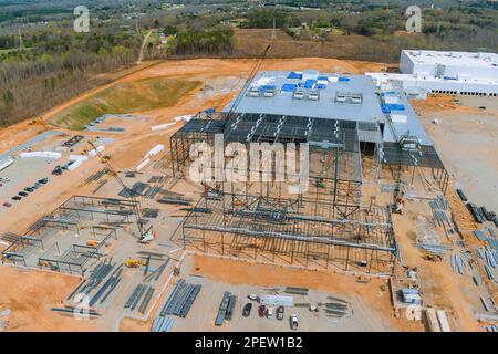 During construction of industrial buildings crawler cranes are used to ...