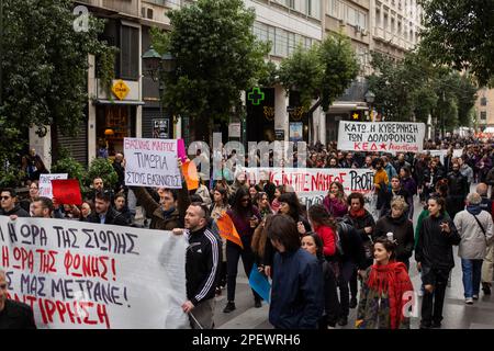 Athen, Greece. 16th Mar, 2023. During a 24-hour general strike in ...