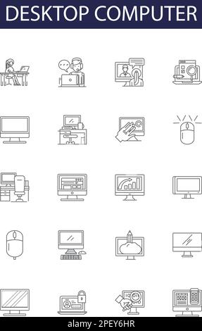 Personal computers line icons, signs set, vector. Personal computers ...