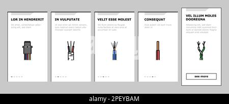 wire cable technology connection onboarding icons set vector Stock ...