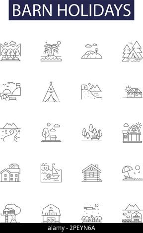 Rustic line vector icons and signs. bucolic, rural, uncivilized ...