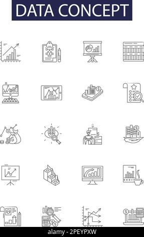 Data representation line icons collection. Graphs, Tables, Charts ...
