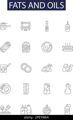 Fats and oils line icons, signs, vector set, outline illustration ...