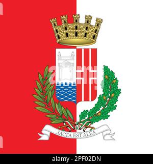 Rimini flag of the city with coat of arms of the Municipality, Emilia ...