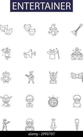 Actor line vector icons and signs. Artist, Performer, Thespian, Role ...