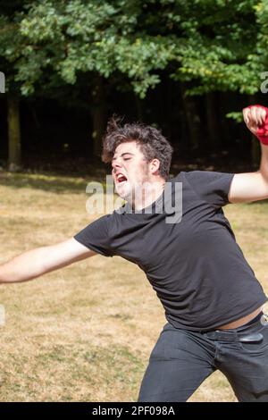 Duel scene between Romeo and Mercutio in a promenade performance of ...
