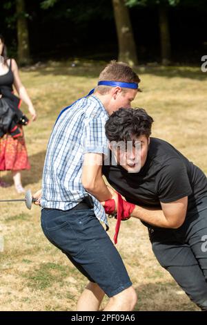 Duel scene between Romeo and Mercutio in a promenade performance of ...
