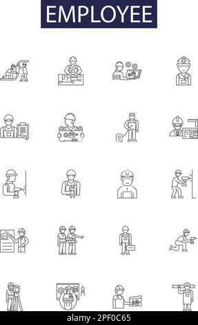 Office coworkers line icons signs set. Design collection of Colleagues ...
