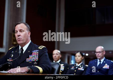 Lt. Gen. Michael E. Kurilla, testifies during a Senate committee ...