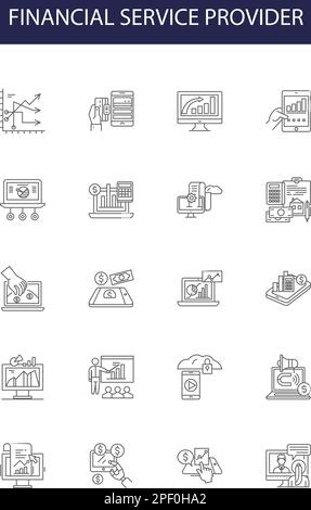 Financial service provider line icons collection. Investment, Wealth ...