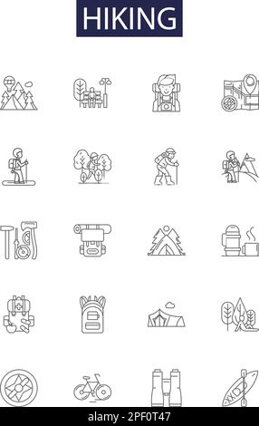 Hiking tours vector line icons set. Hiking, Tours, Trails, Trekking ...