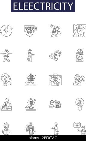 Eleectricity line icons, signs, vector set, outline illustration ...